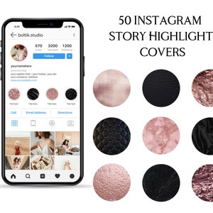 Instagram Story Highlight Covers, Rose Gold Highlights, Glitter ...