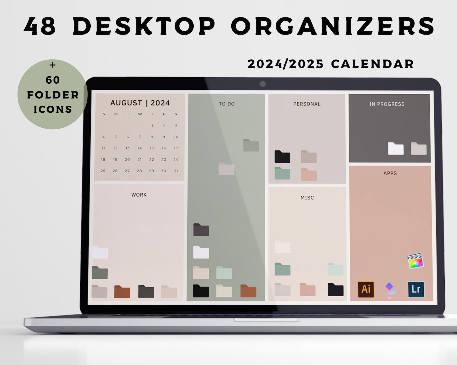 Desktop Wallpaper Organizer, Computer Organizer Background, Mac Folder ...