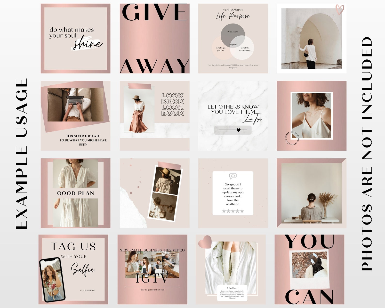 Instagram Template Canva Rose Gold Pink Editable Instagram | Etsy