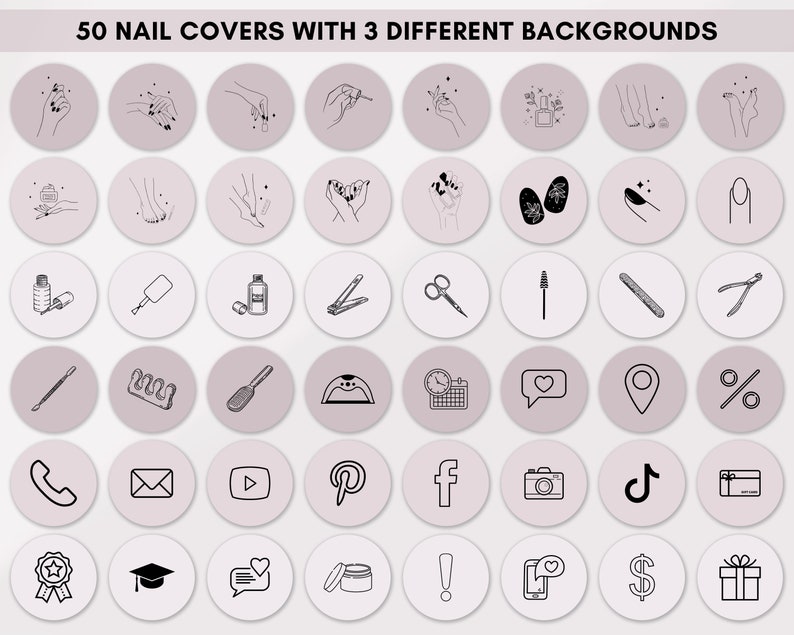 Nail Tech Instagram Story Highlight Covers, Nail Artist Icons for ...