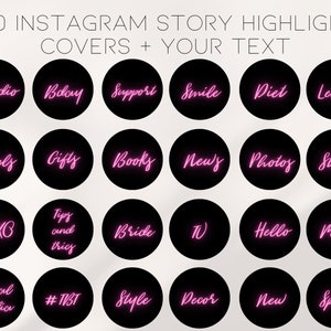 Neon Text Instagram Highlight Covers, Custom Highlight Icons ...