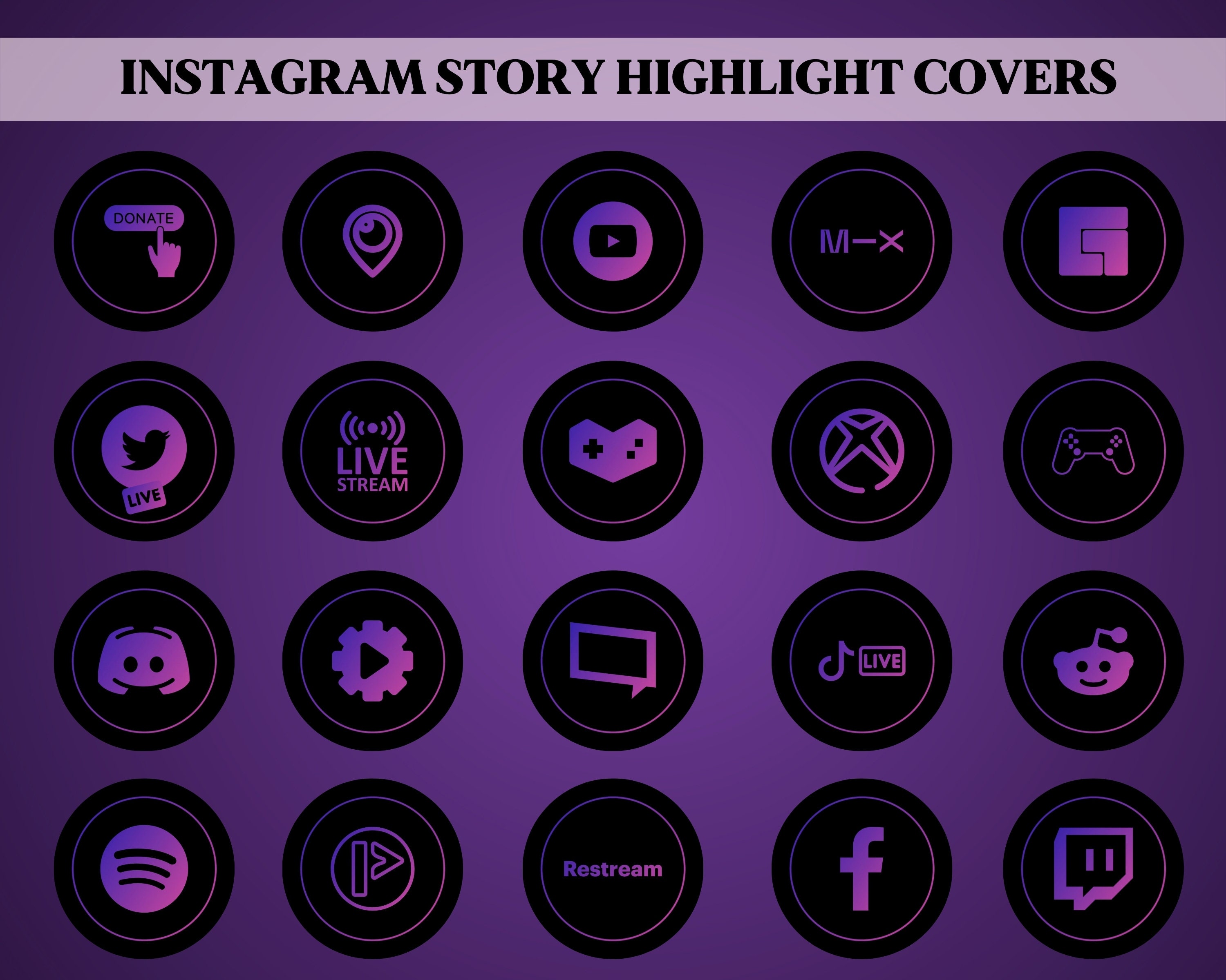 Streamer Instagram Highlight Covers Video Gamer Instagram - Etsy