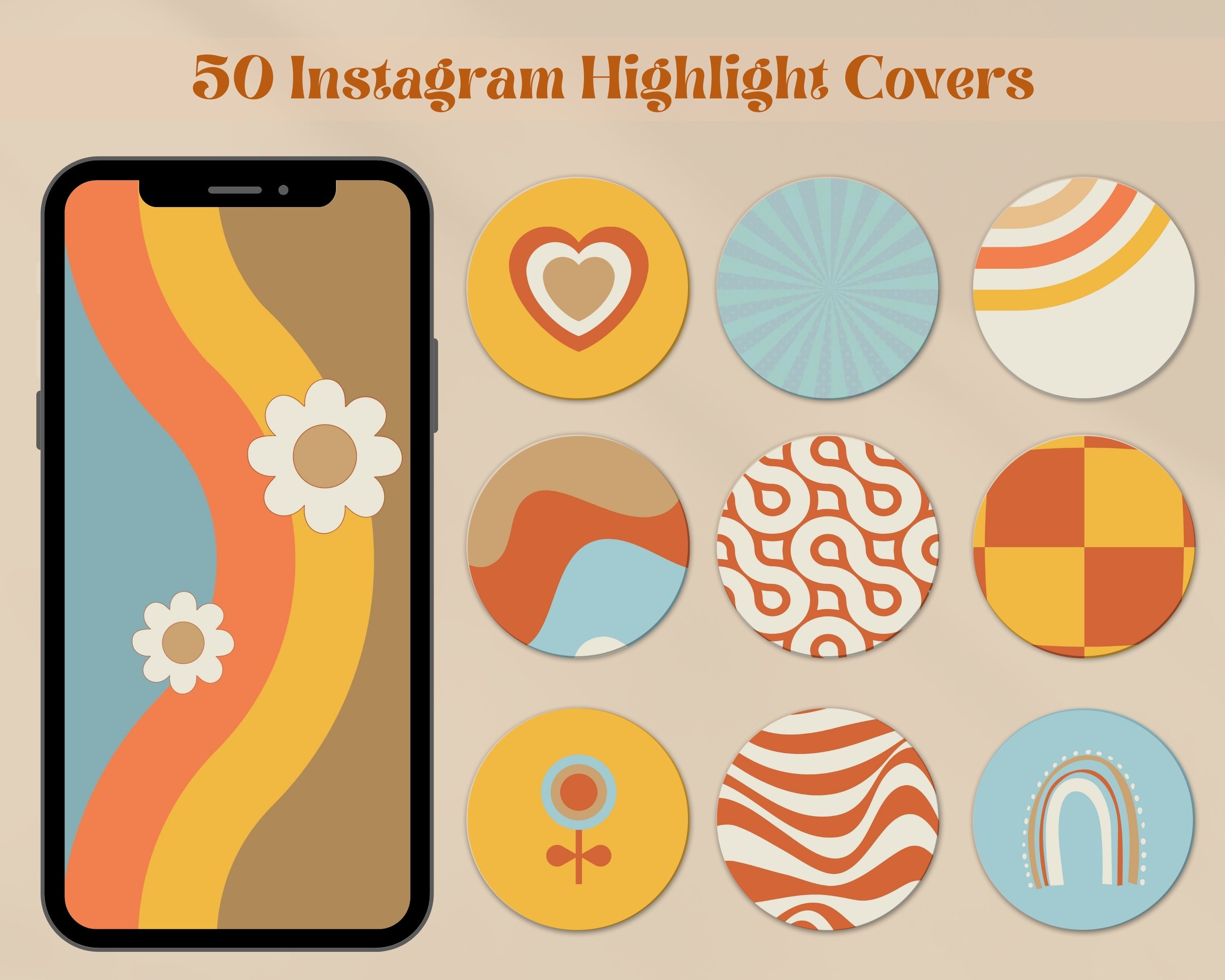 Retro Instagram Highlight Covers Groovy Covers for Instagram | Etsy
