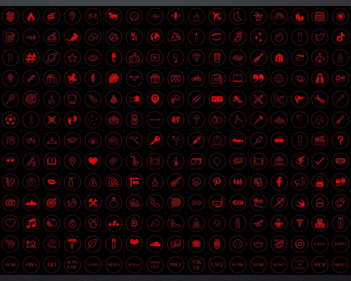 Instagram Highlight Covers Red Covers for Instagram Red Foil | Etsy