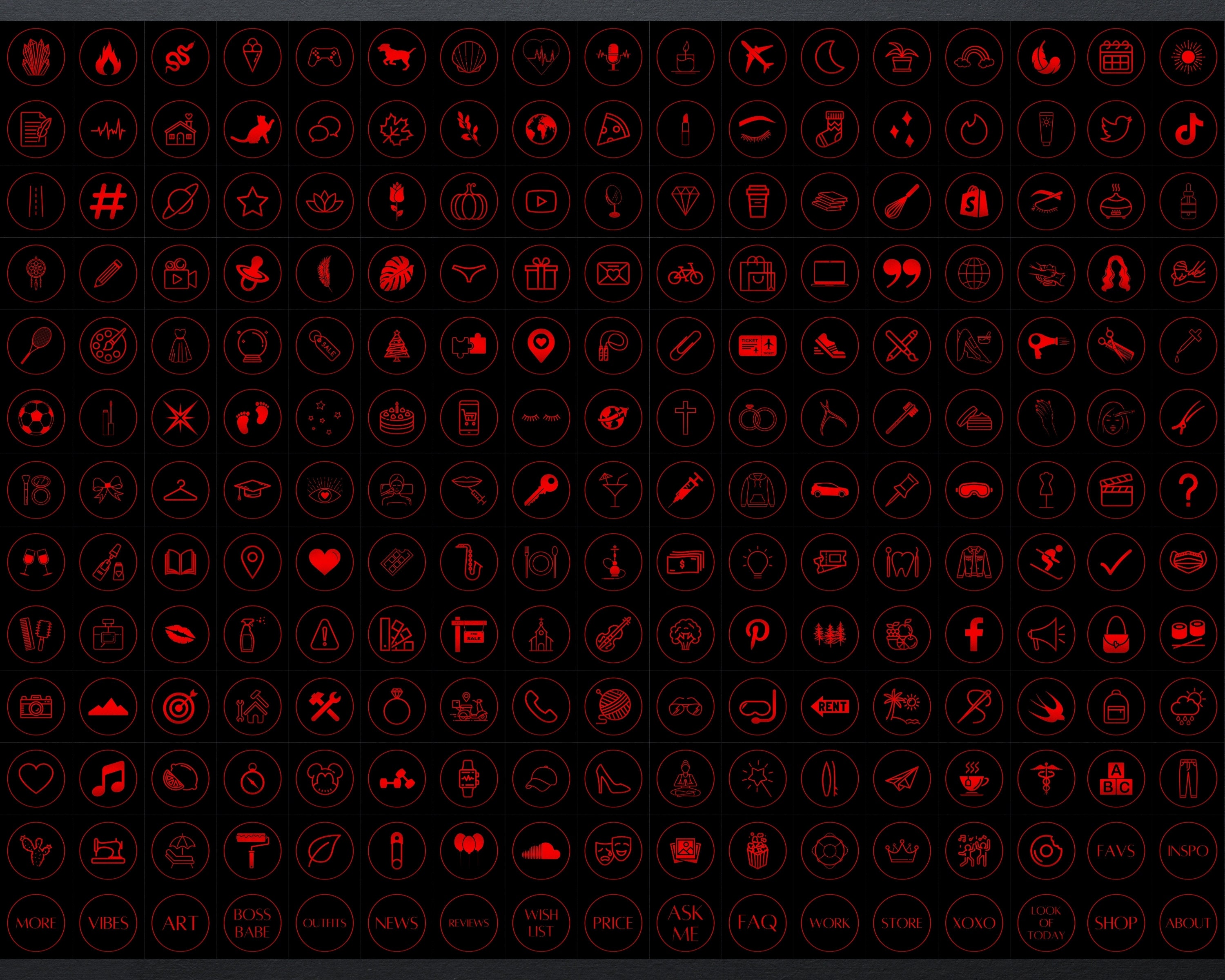 Instagram Highlight Covers Red Covers for Instagram Red Foil | Etsy