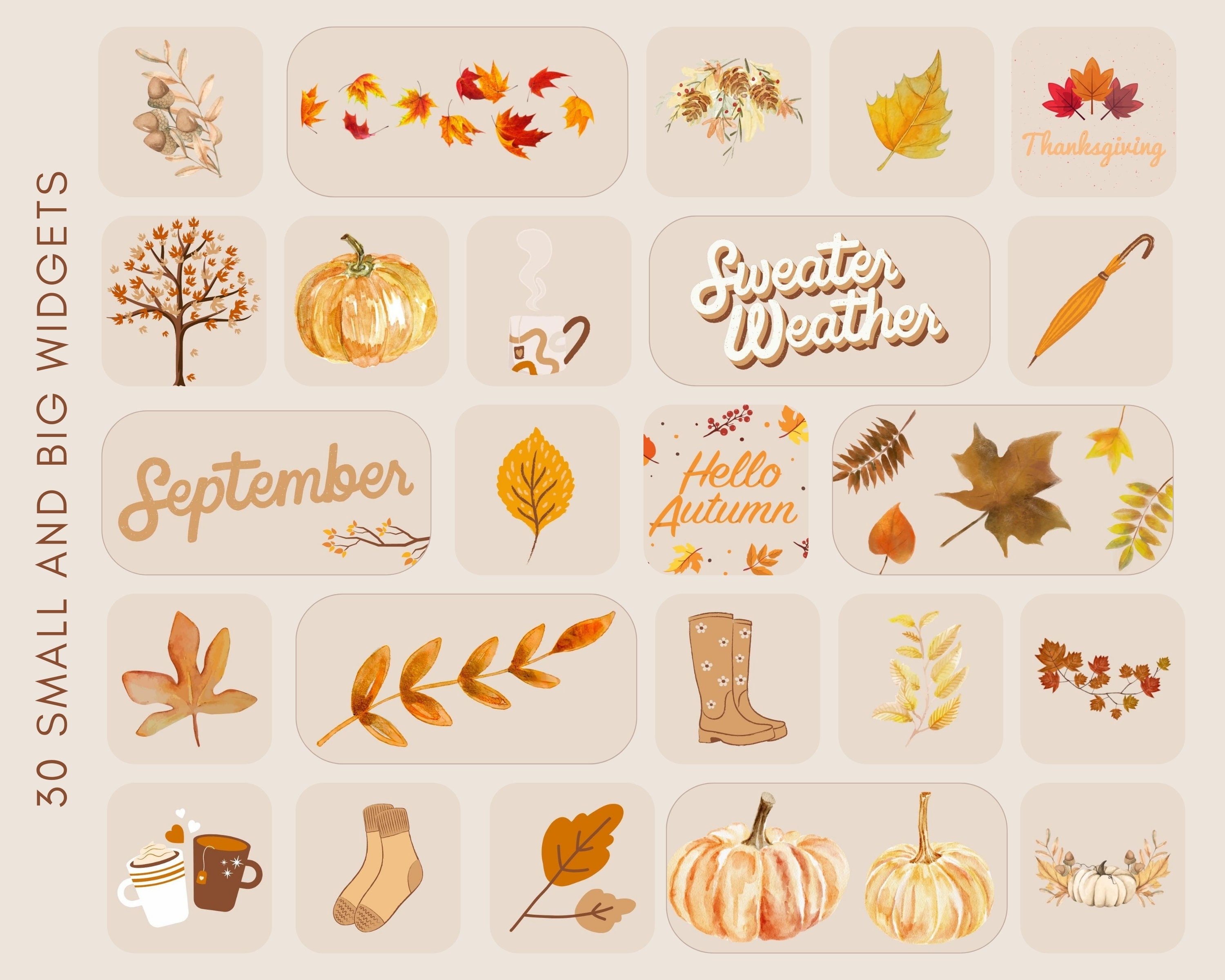 Fall App Icons, Autumn Aesthetic iPhone Icon Set, Ios App Icons, Phone ...