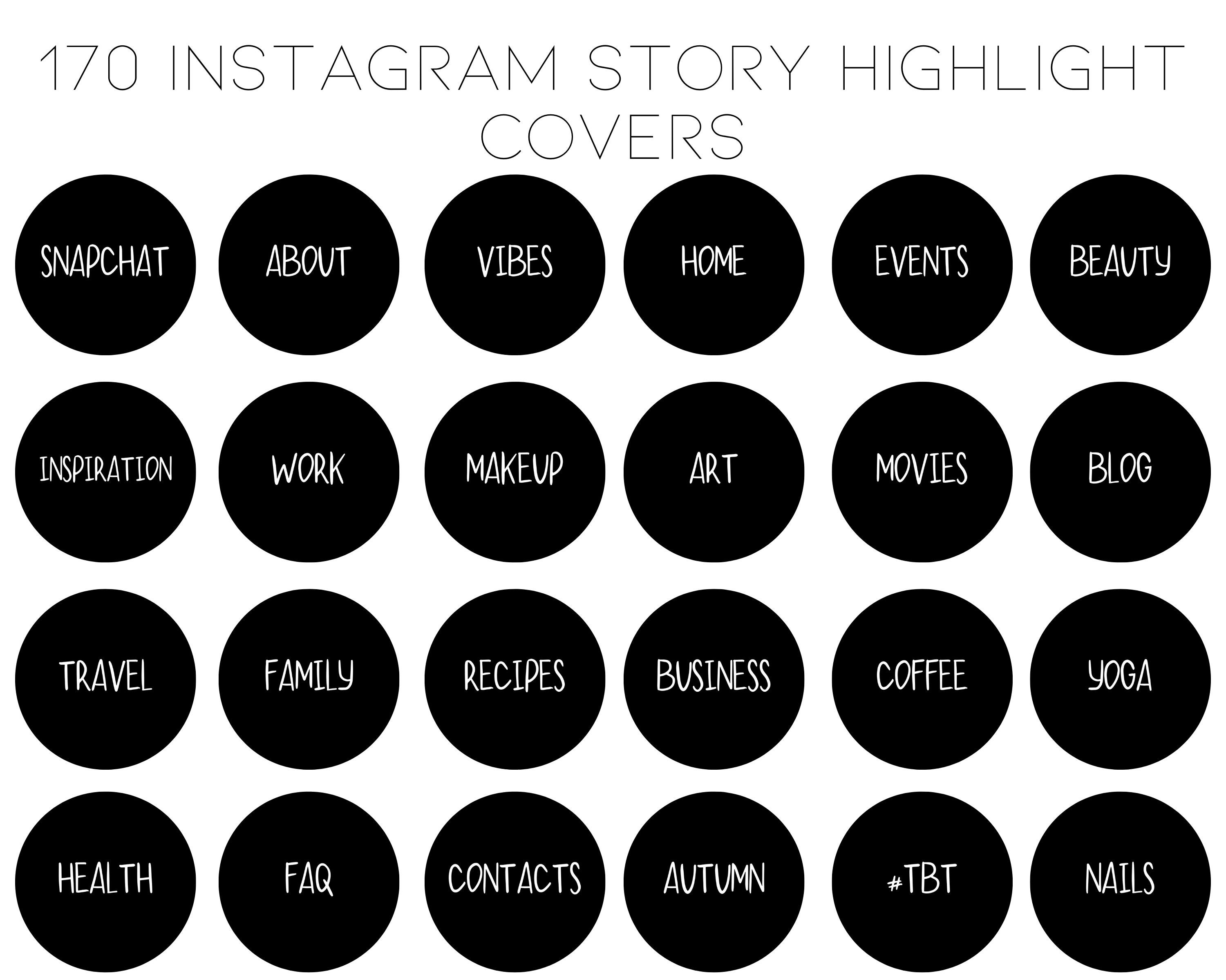 Black Text Instagram Highlight Covers Handwritten Highlight - Etsy