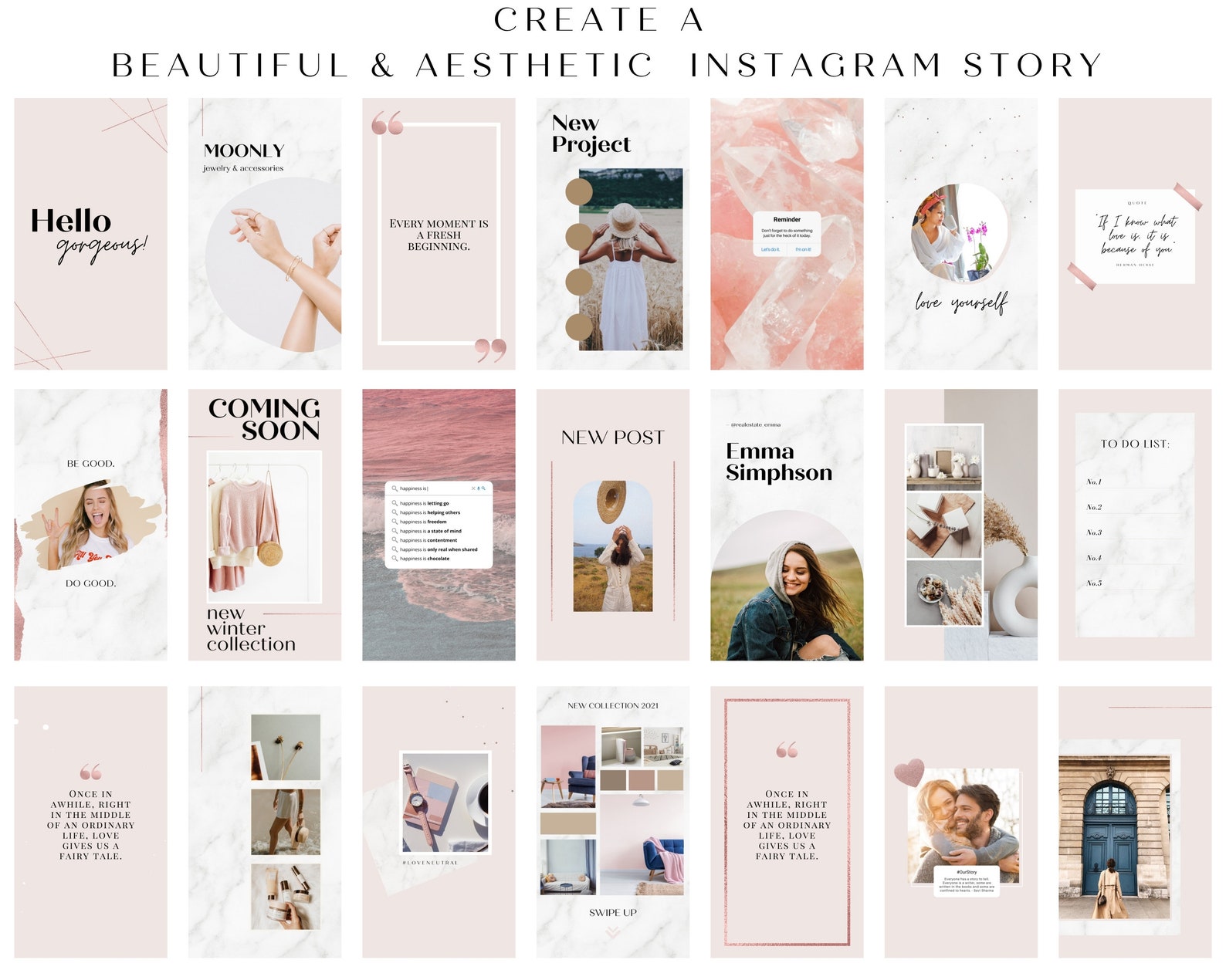 40 Pink Instagram Story Templates Instagram Feed Templates - Etsy