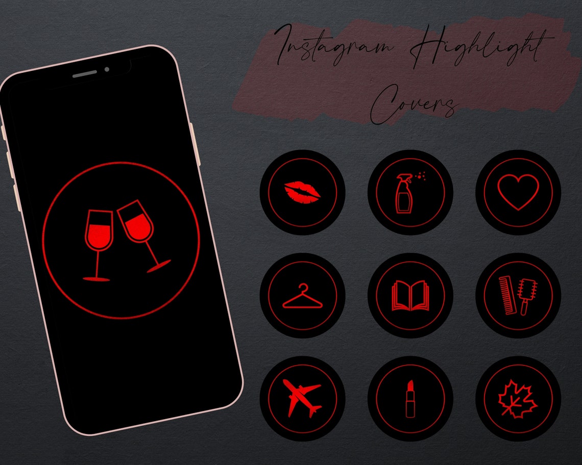 Instagram Highlight Covers Red Covers for Instagram Red Foil | Etsy