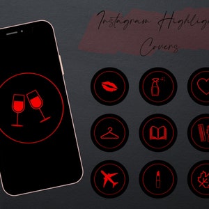 Instagram Highlight Covers, Red Covers for Instagram, Red Foil ...
