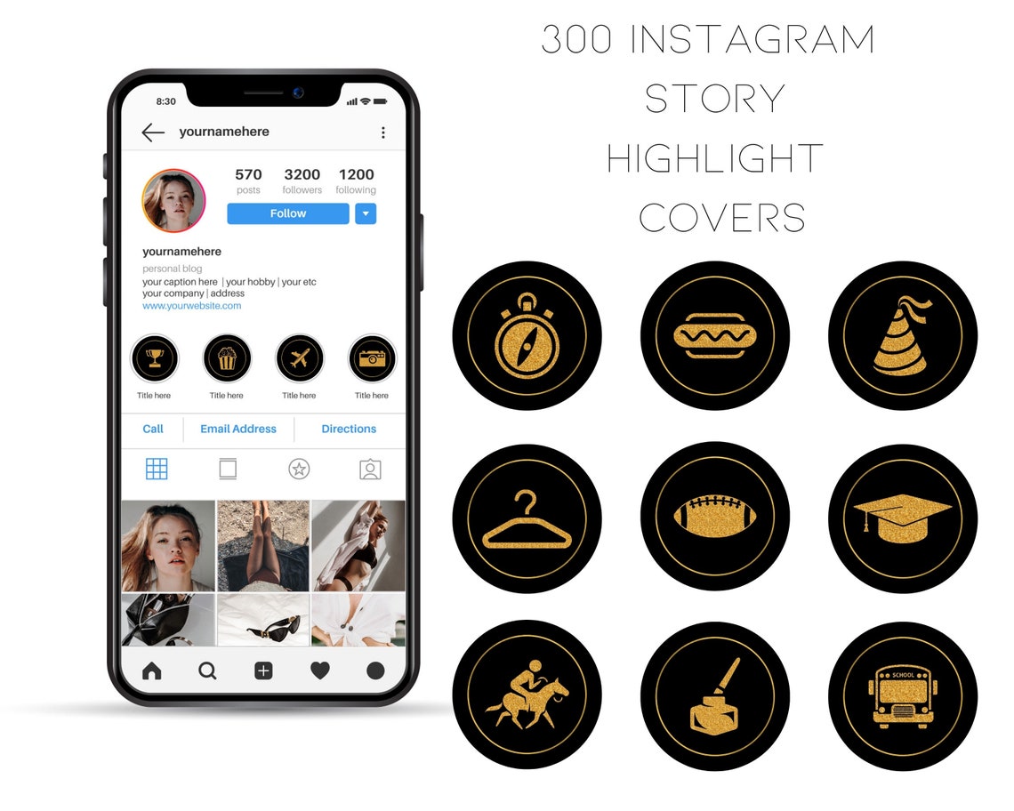 300 iconos destacados de Instagram iconos de Instagram - Etsy España