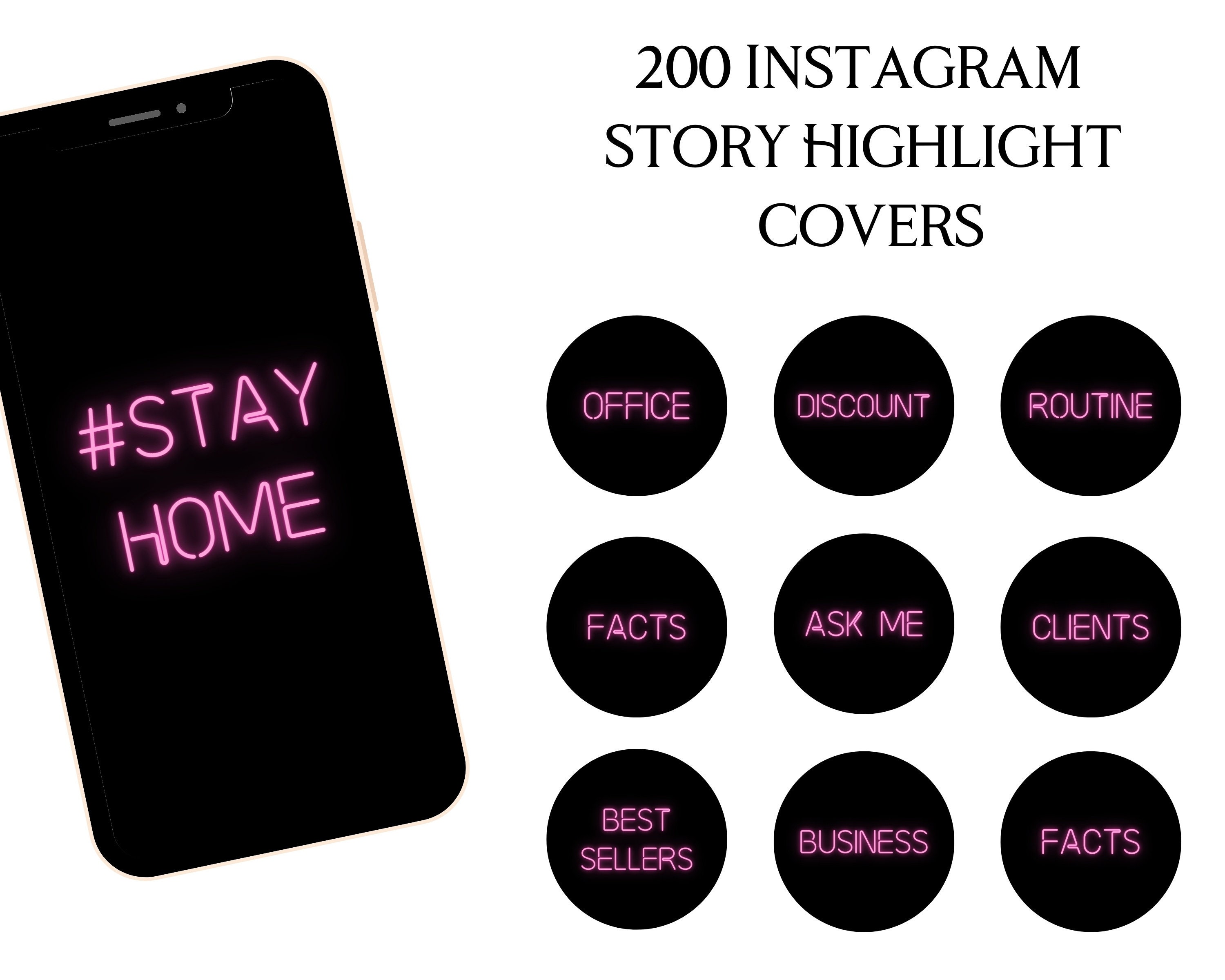 Neon Instagram Story Highlight Covers Text Highlight Icons | Etsy