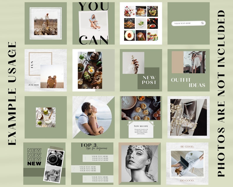 100 Instagram Post Templates Green Templates Instagram - Etsy