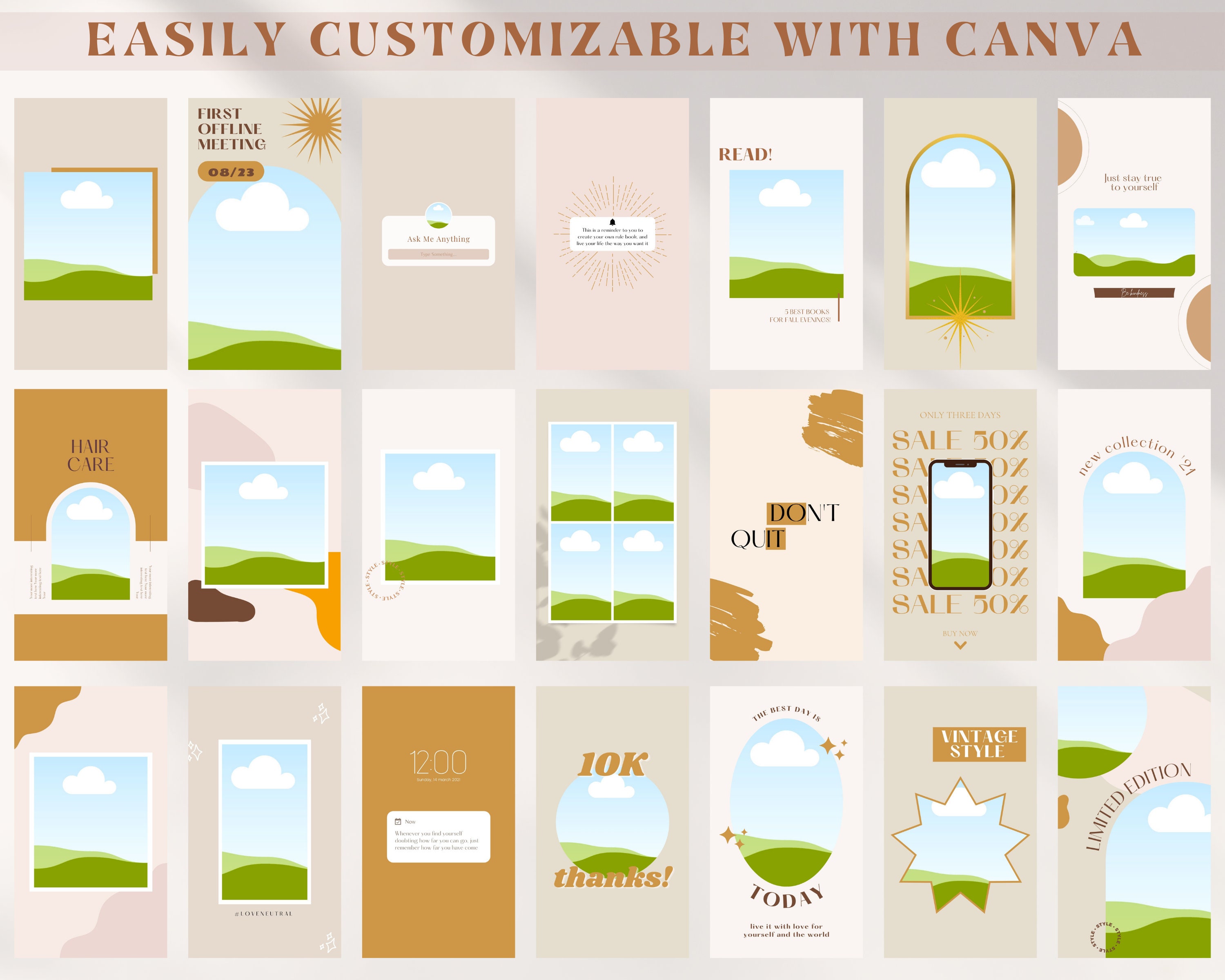 Instagram Story Templates Boho Instagram Templates Bright - Etsy