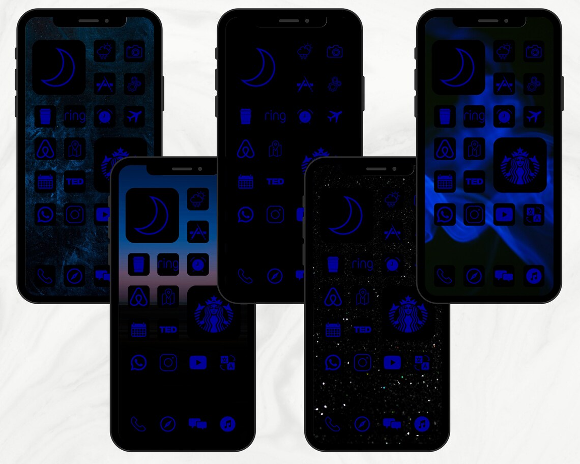 Blue and Black App Icons Iphone IOS 14 Theme Ios 14 App - Etsy