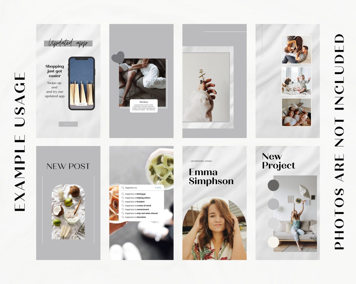 Gray Instagram Story Template Instagram Feed Instagram | Etsy