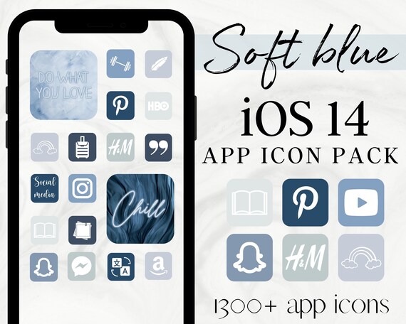 Blue App icons iPhone iOS 14 App Icons Aesthetic App | Etsy