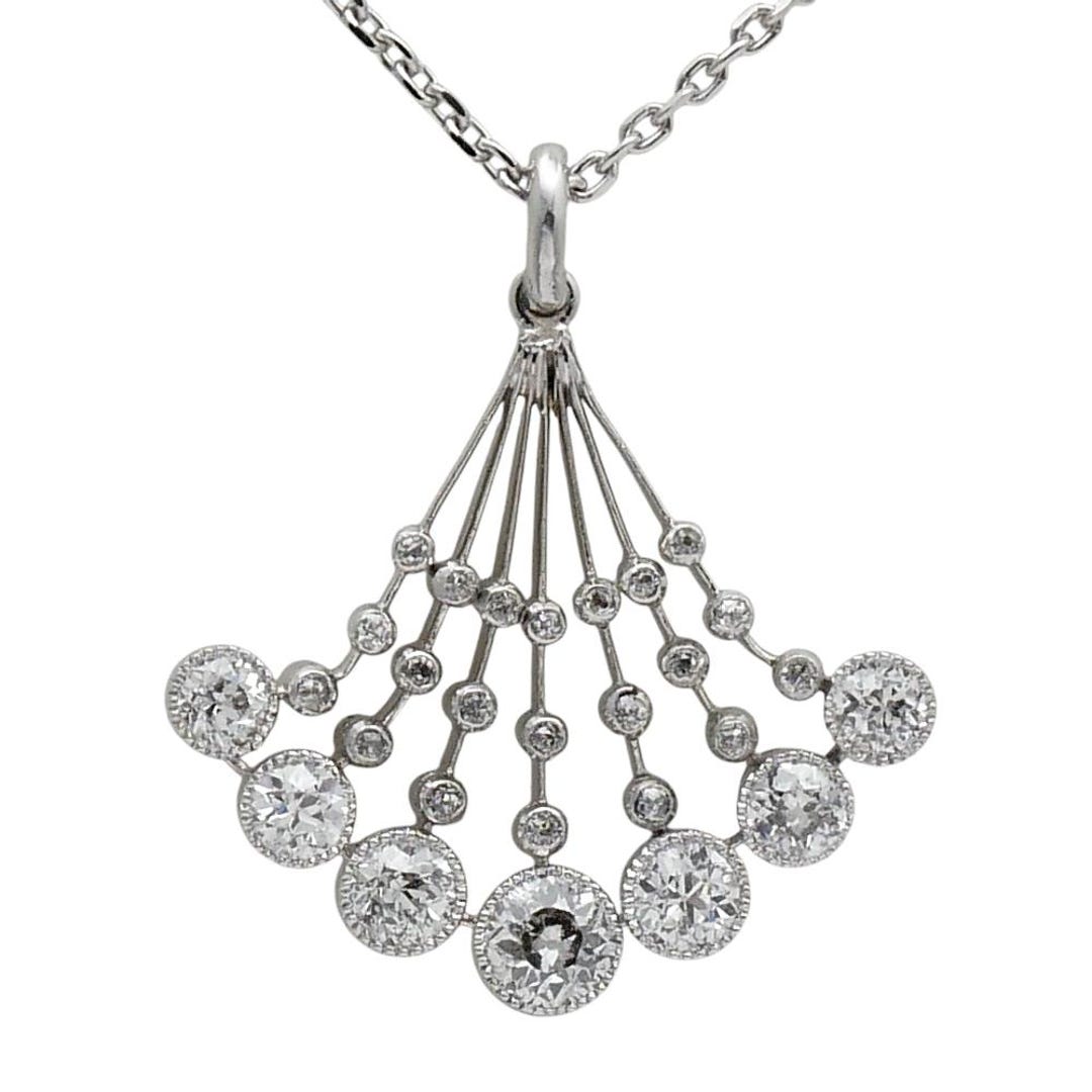 Antique 1920s Diamond Fan Pendant - Etsy