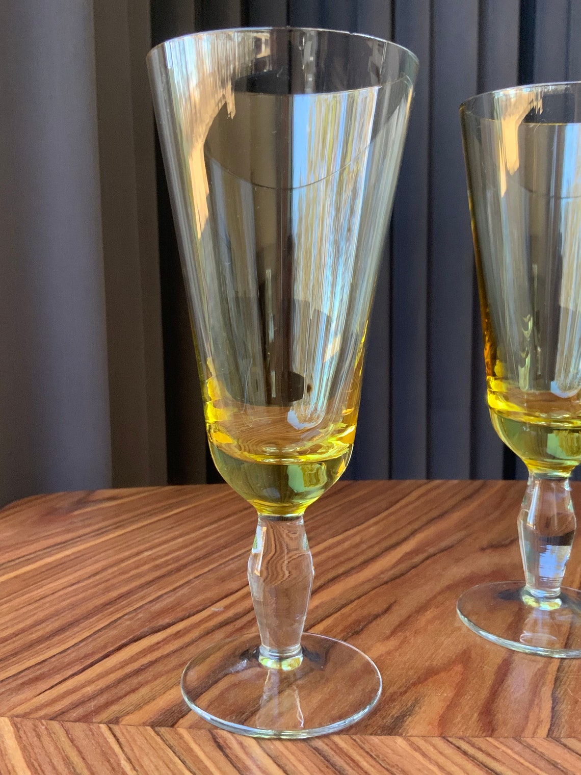 Set of 5 Vintage Yellow Wine Glasses, Yellow Goblets. - Etsy