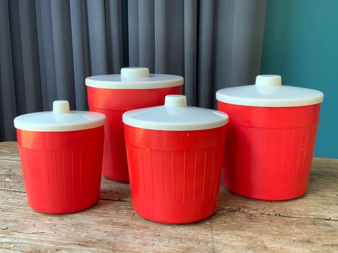 Red Canister Set of 4, Vintage Jars Made in USSR 1970 - Etsy
