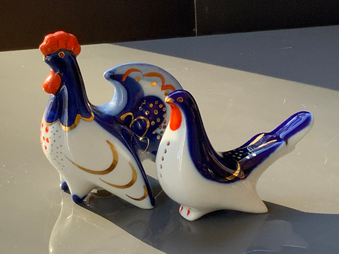 LFZ Lomonosov Cobalt Blue Turkey and Bird Salt and Pepper Shakers Blue ...