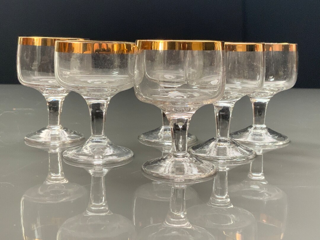 Tiny Soviet Vintage Gold Rim Glasses, Vintage Soviet Tableware Shot ...