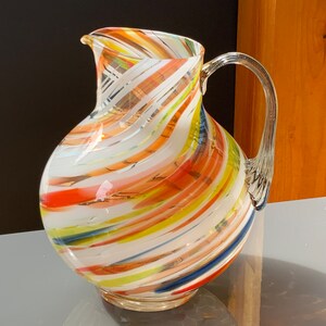 Big COLOR GLASS PITCHER Vintage, Multi Color Glass Pitcher 1.6L ...