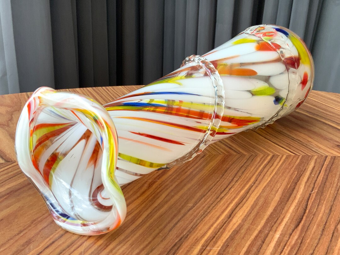 Multi-color Glass Vase Vintage, Color Glass Vase, Vintage Interior ...