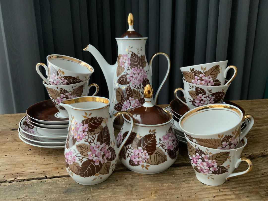 Vintage Marianna Porcelain Espresso Set: Riga RPR Floral Coffee Service ...