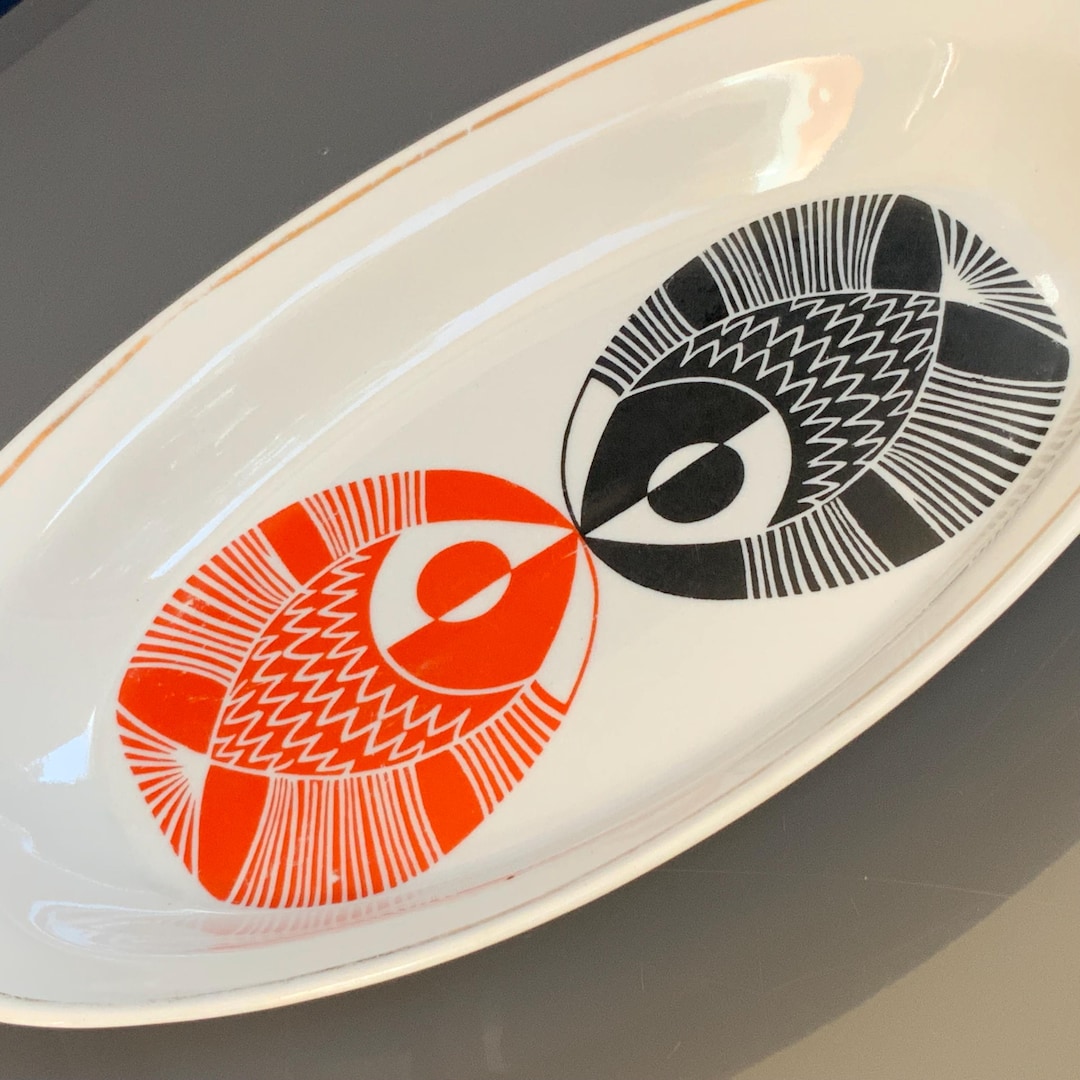 Deep Decorative Serving Tray Fish Serving Bowl Large Oval Plate With ...