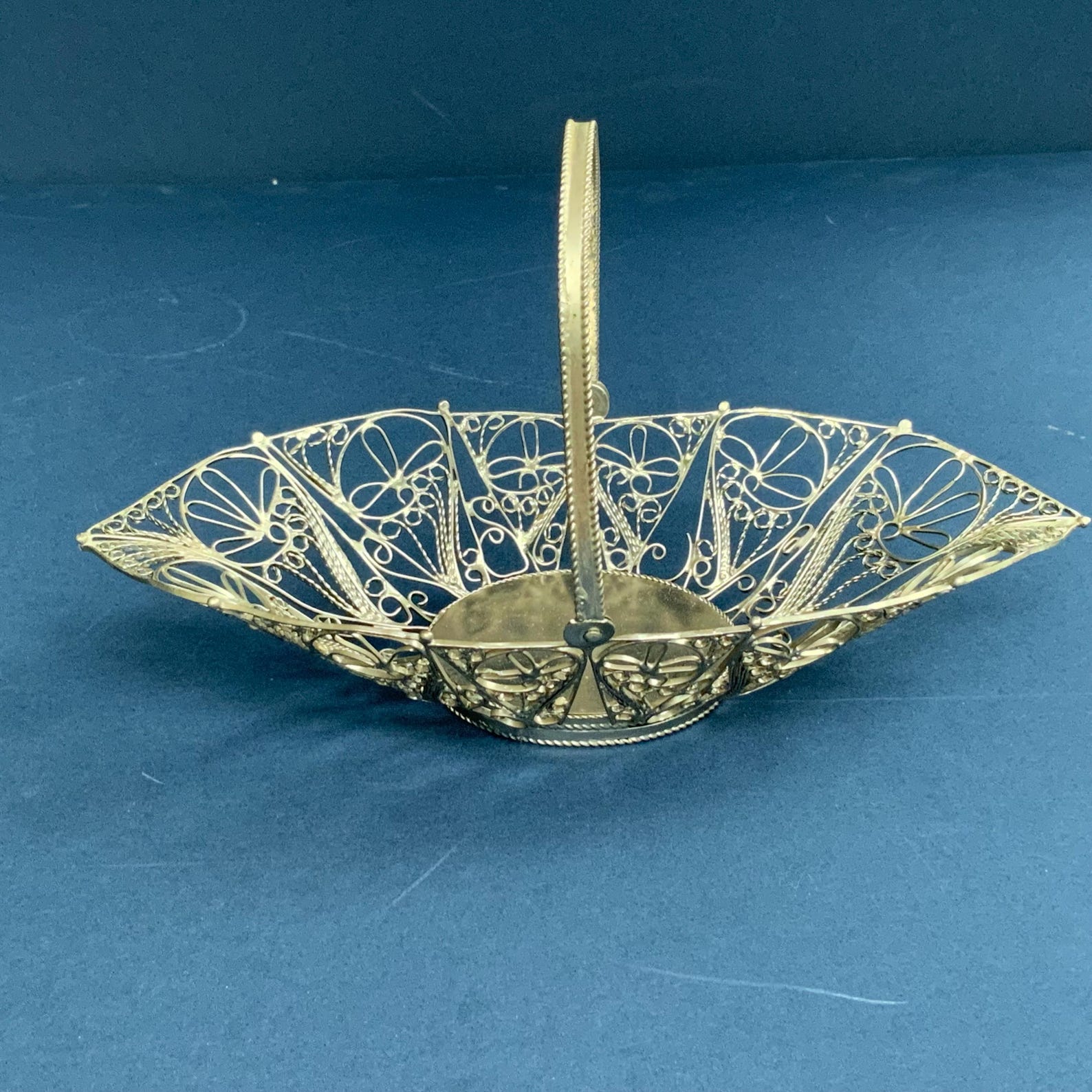 Vintage Filigree Bowl Oval Trinket Dish Tray, Metal Filigree Basket ...