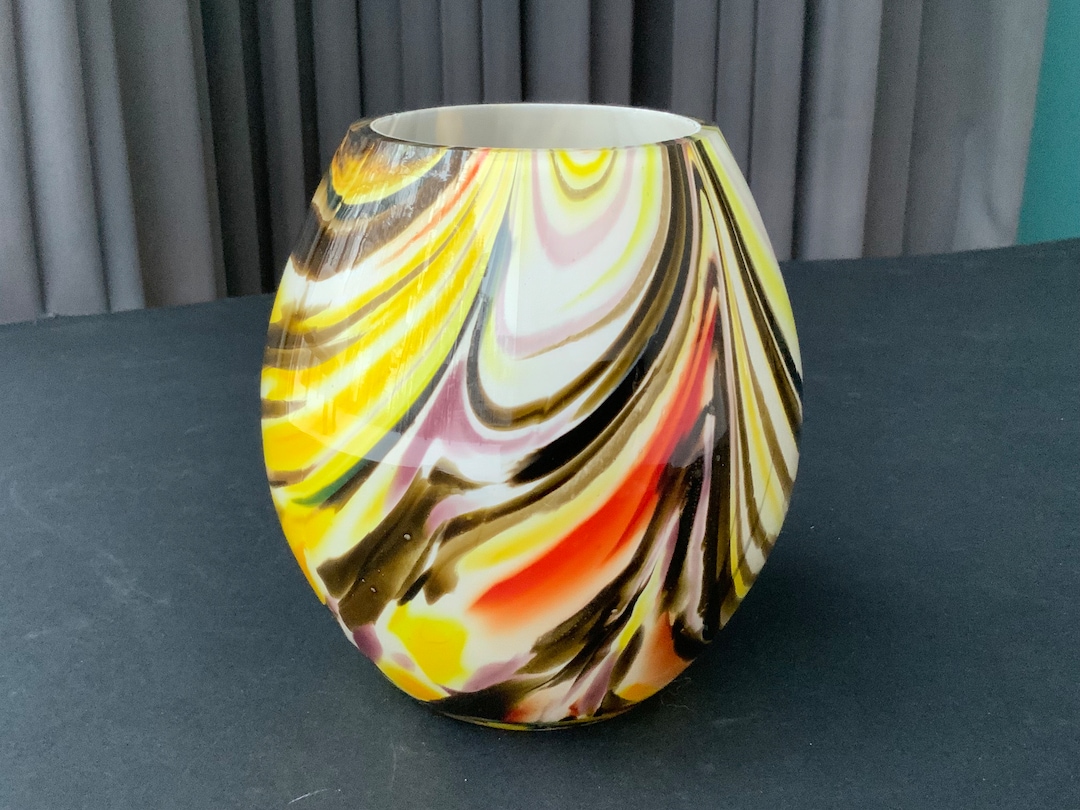 Multi-color Glass Vase Vintage, Color Glass Vase, Vintage Interior ...