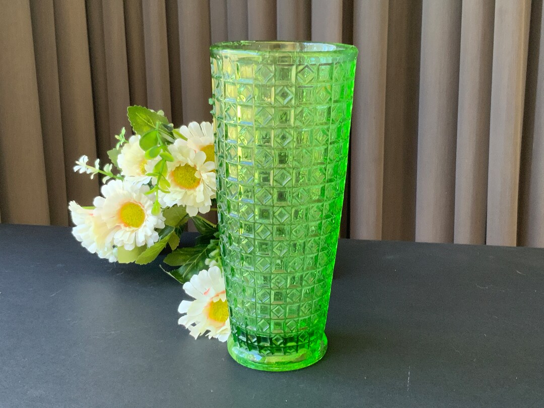 Green Glass Flower Vase: Home Decor (16.5cm) - Etsy