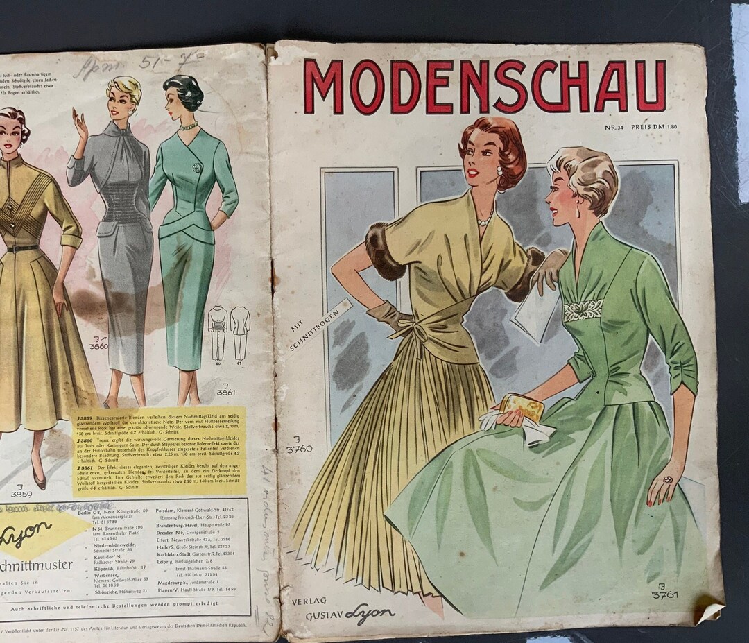 1950s Sewing Patterns Magazine, Modenschau Magazine Gustav Lyon, Old ...