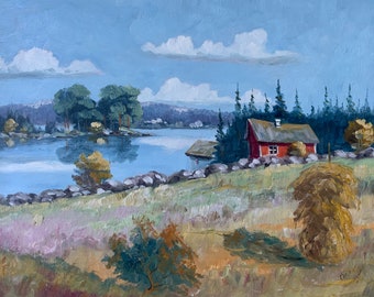 Original Oil Painting Landscape of Canada-mountain and River - Etsy