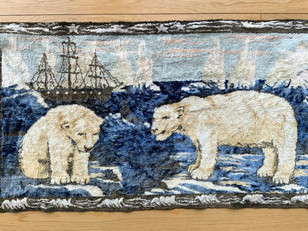 Polar Bear Tapestry Scenery, Animal Tapestry, Gobelin Rug, Mid Century ...
