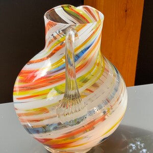 Big COLOR GLASS PITCHER Vintage, Multi Color Glass Pitcher 1.6L ...