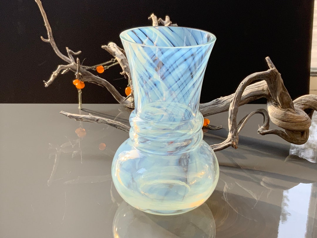 Vintage Light Blue Glass Vase: 1980s Home Decor - Etsy