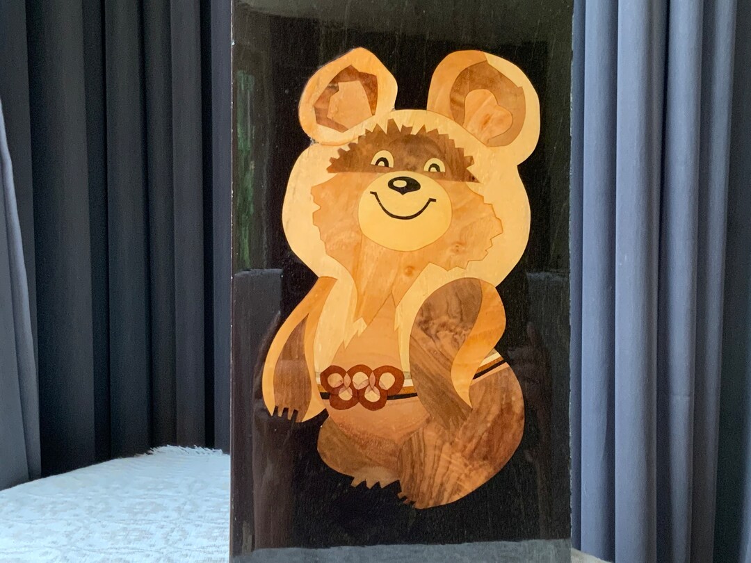 Soviet Wall Intarsia Bear Misha Football Moscow Olympic Games Olympics ...