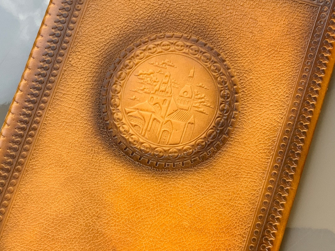 Vintage A4 Leather Folder: Pressed Ornamental Pattern, Latvian ...