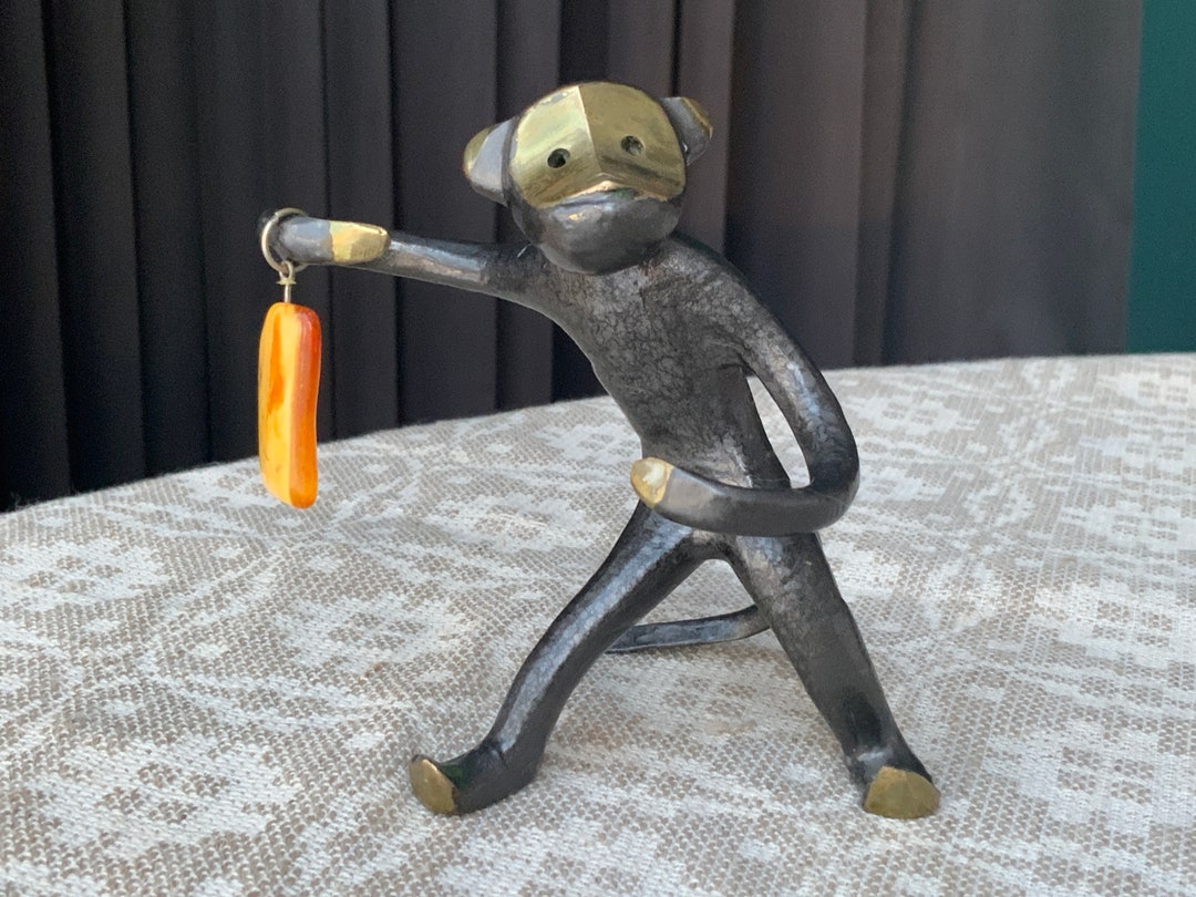 Antique Bronze Monkey Sculpture Walter Bosse Monkey Figurine Brass Ring ...