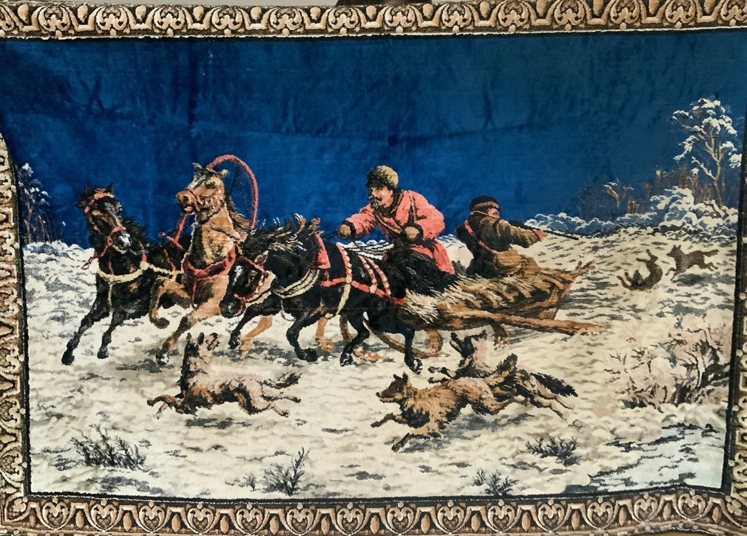Wall Carpet Vintage Soviet Plush Rug Primitive Gobelin, Tapestry ...