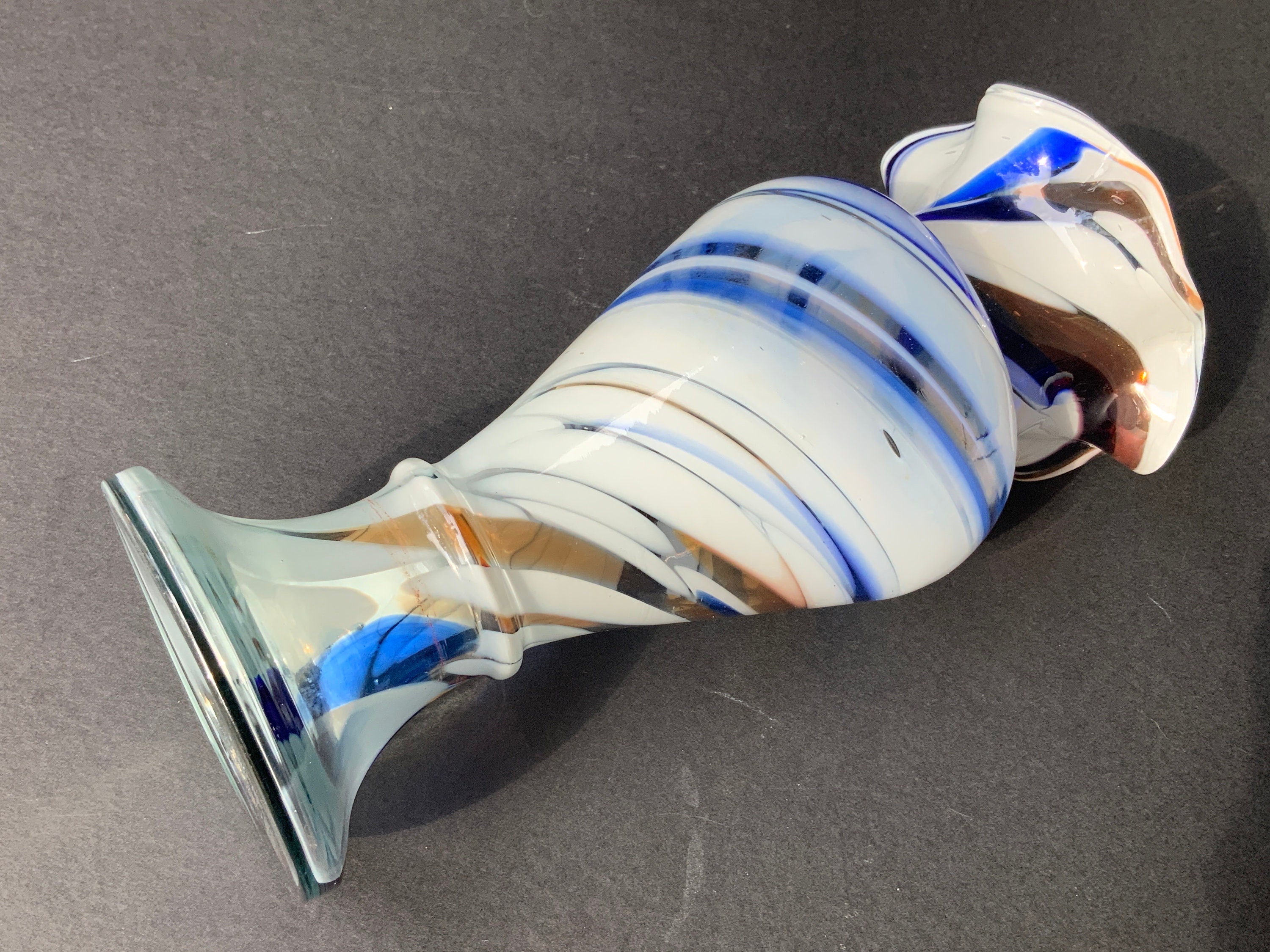 Fluted Ruffled Multi-color Glass Vase Vintage Color Glass - Etsy