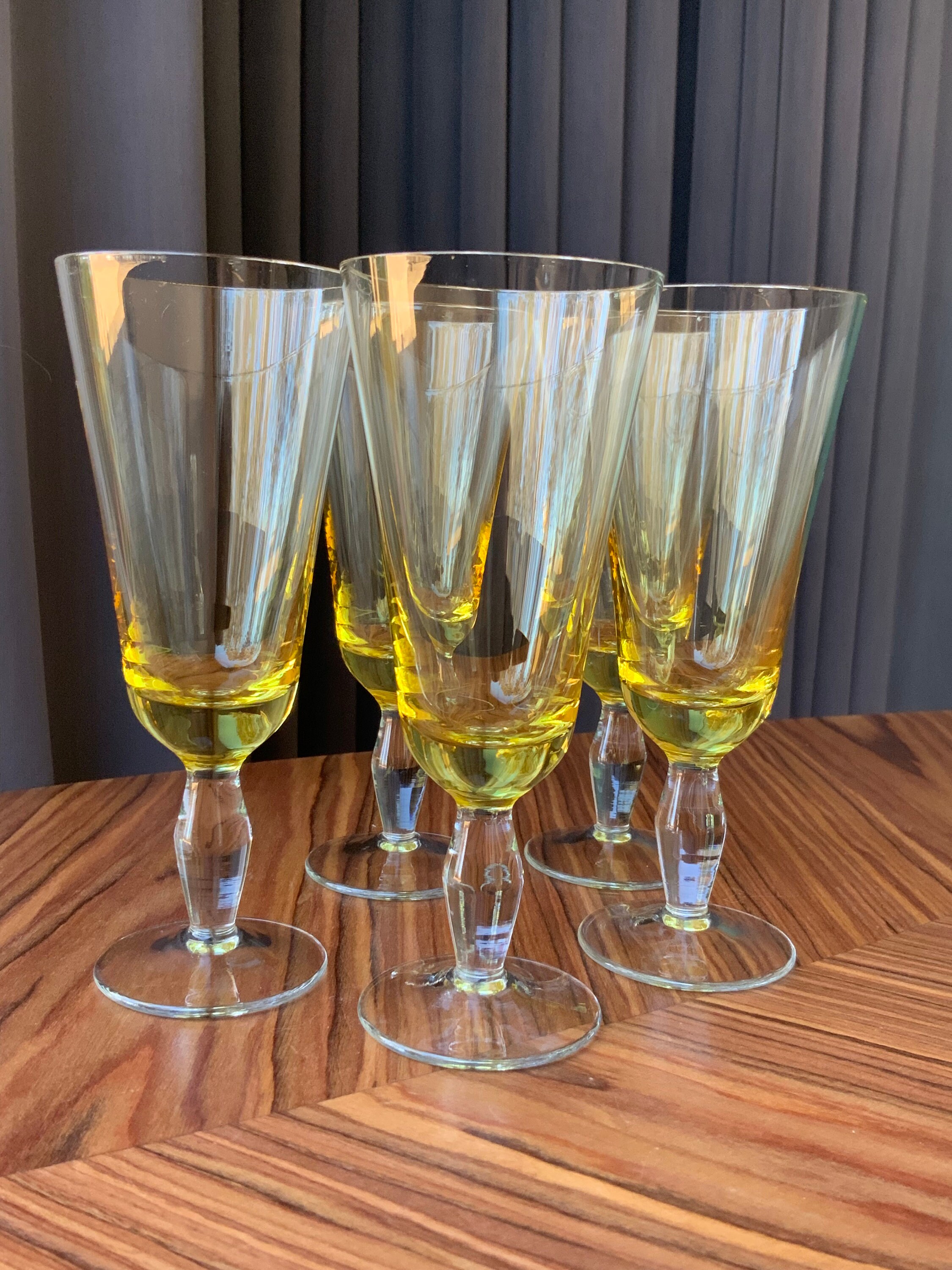 Set of 5 Vintage Yellow Wine Glasses Yellow Goblets. - Etsy