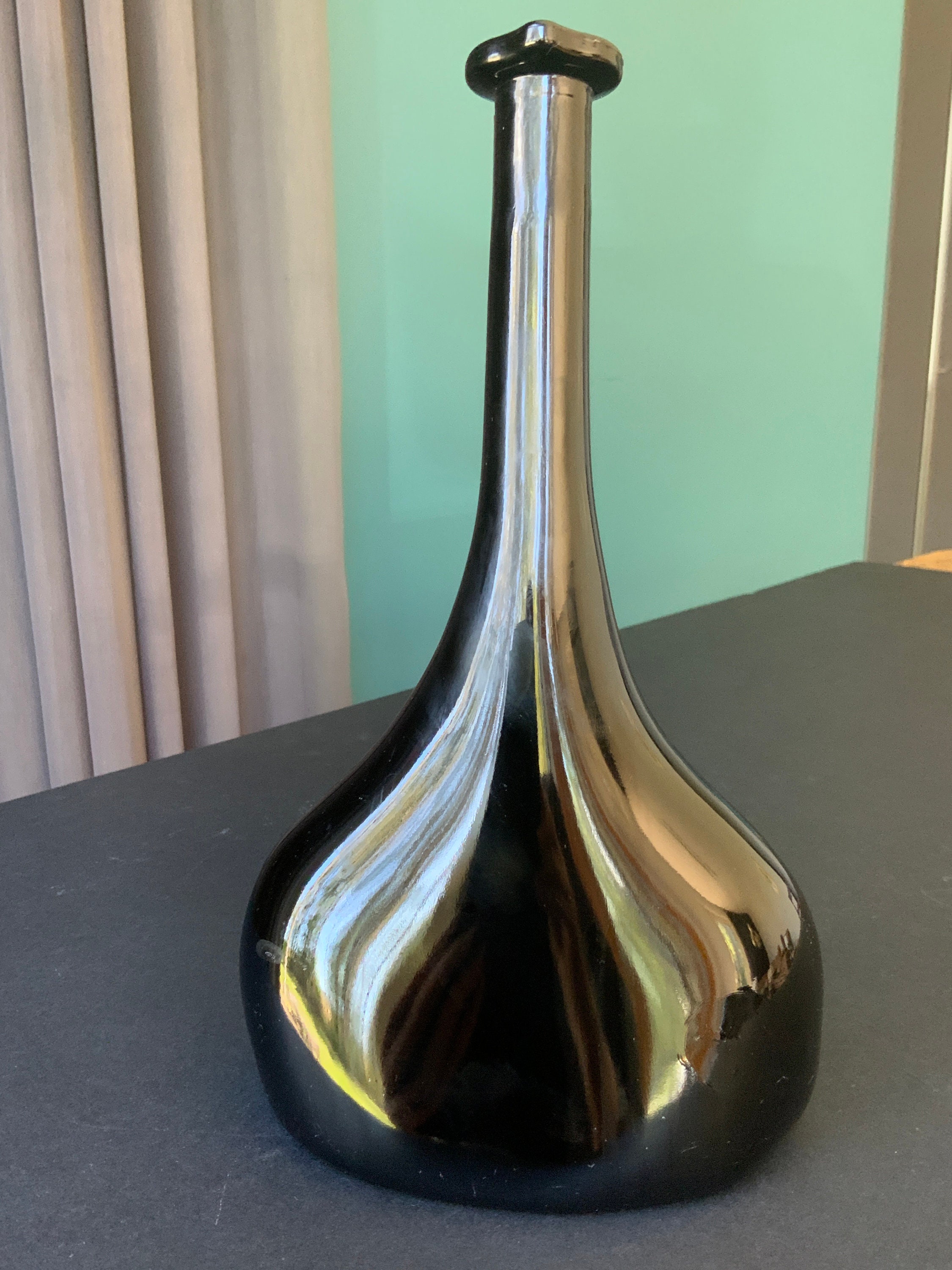 Black Color Glass Bottle-vase Vintage Coal black Glass - Etsy
