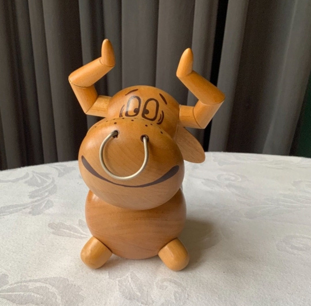 Hand Turned Wooden Taurus Figurine: Kids Toy Gift - Etsy