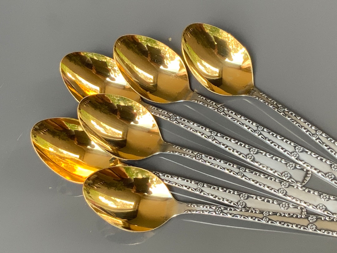 Unused, 6 Gold Plated USSR Estonia Tallinn Gilded Dinner Spoons, Soup ...