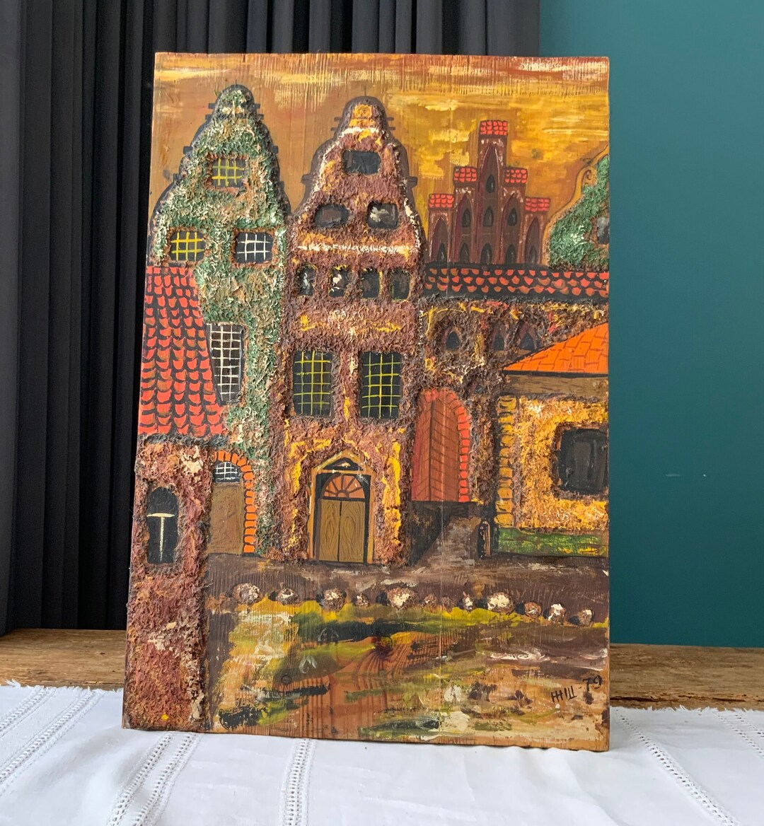 Tree Brothers Riga Painting, Oil Painting on Wood, "old TOWN Riga ...