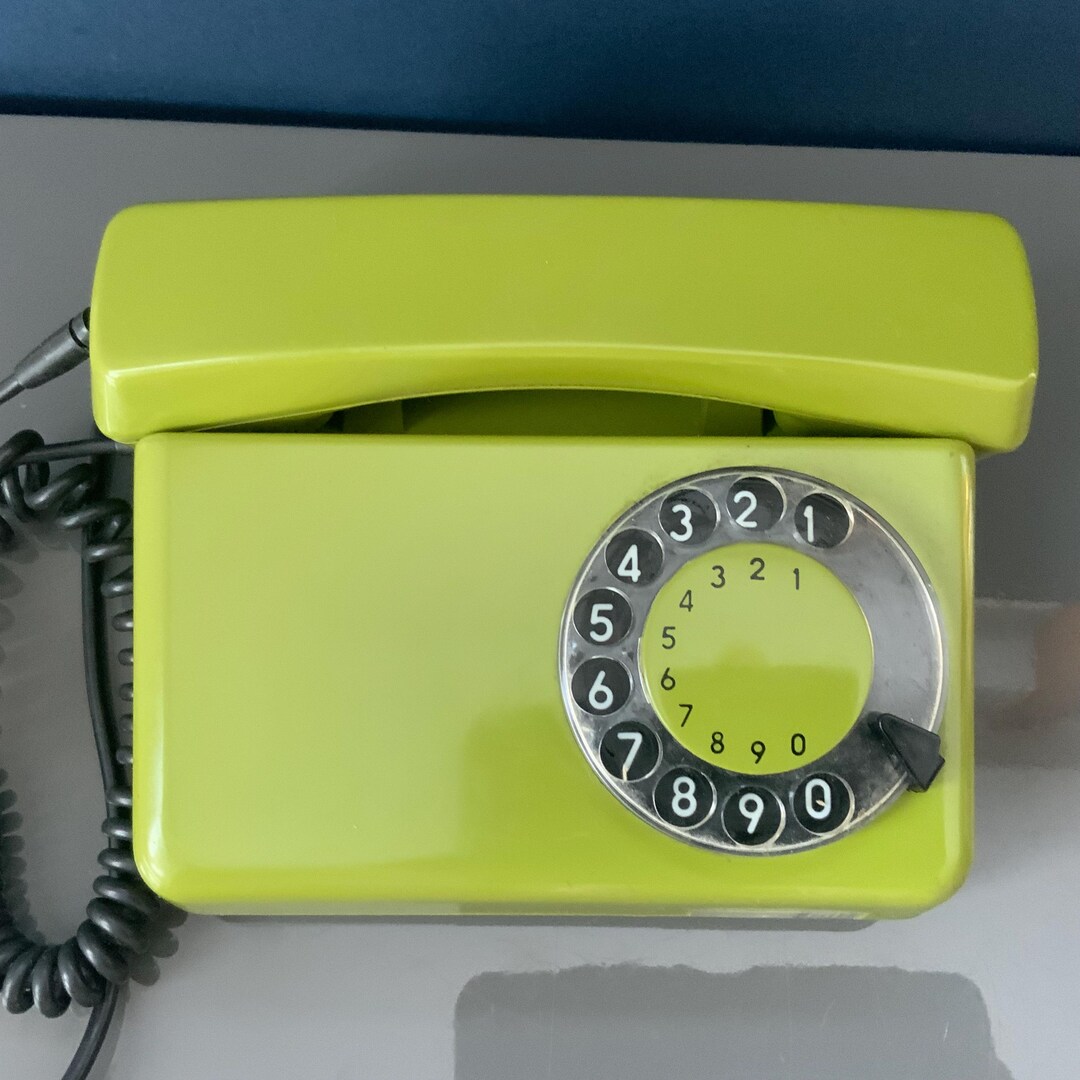 Vintage Green Telephone, Rotary Dial Phone, Green Rotary Phone, Retro ...