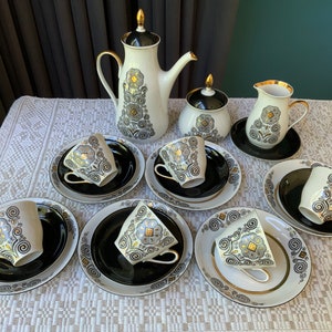 Gold Plated Vintage RPR Very Thin China Porcelain Coffee Espresso SET ...